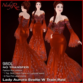 Second Life Marketplace - *NR* Lady Aurora Svelte W Train Red