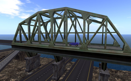 Second Life Marketplace - Green Metal Freeway Bridge 64m