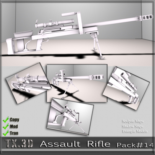 Second Life Marketplace - PROMO TX.3D :: Assault Rifle Set 14