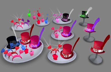 Second Life Marketplace - Valentines Party Hats and Heart Bubbles ...