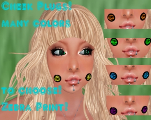 Second Life Marketplace - Zebra Neon Cheek Plugs! Chunky Pack ...