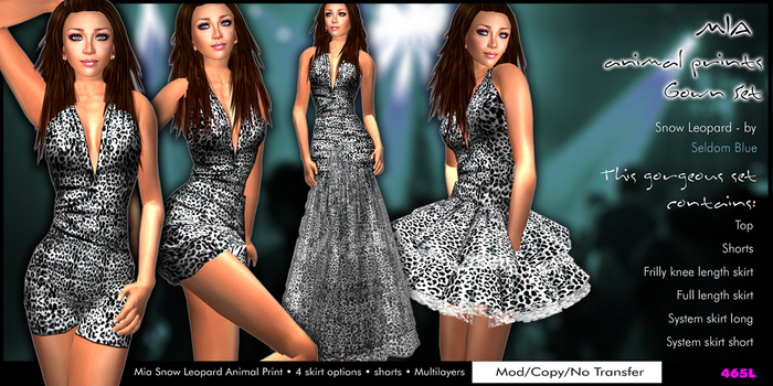 Second Life Marketplace - (SELDOM BLUE) MIA LEOPARD GOWN SET