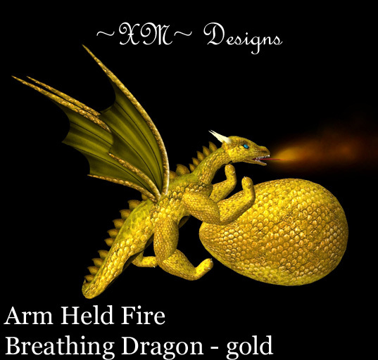 Second Life Marketplace - ~XM~ Arm Held Fire Breathing Dragon - gold