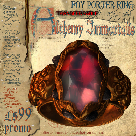 Second Life Marketplace - (Transferable) "Foy Porter" Ring, Ruby+Gold ...