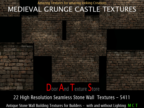 Second Life Marketplace - DATS Medieval Grunge Castle Wall Texture Pack ...