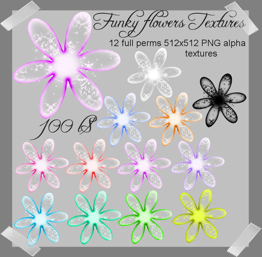 Second Life Marketplace - Funky flowers full permissions PNG alpha textures