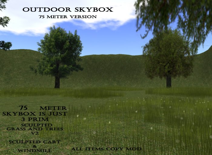 Second Life Marketplace - 75 Meter Outdoor skybox with sculpted grass ...