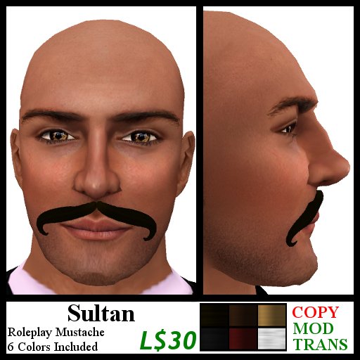 Second Life Marketplace - Mustache Pack: Sultan - 6 colors