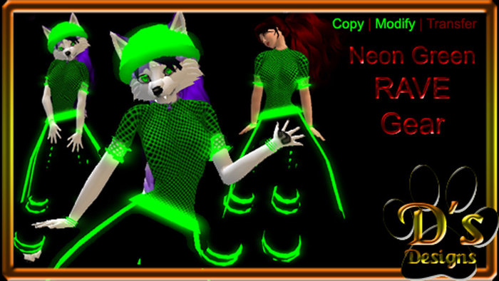 Second Life Marketplace - D's Designs - Green RAVE Gear