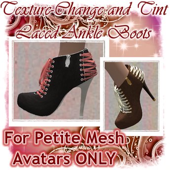 Second Life Marketplace - Shoes for Petites: Texture-Change Laced Boots ...