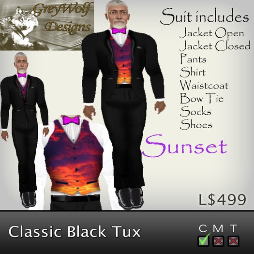 Second Life Marketplace - Black Classic Tux Sunset