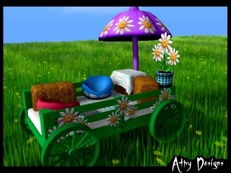 Second Life Marketplace - Athy Designs - Mesh Hay Wagon Spring Time ...