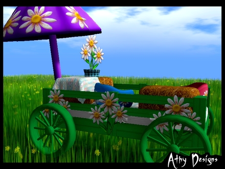Second Life Marketplace - Athy Designs - Mesh Hay Wagon Spring Time ...