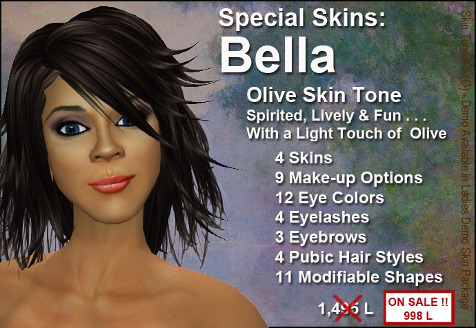 Second Life Marketplace - Special Skins: ON SALE - Bella Skin: Olive ...