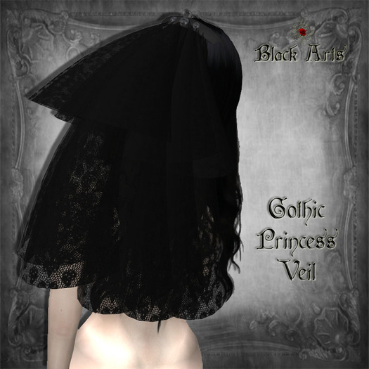 Second Life Marketplace - ~Black Arts~ Gothic Princess Veil Black