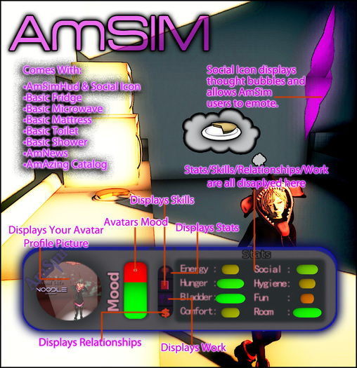 Second Life Marketplace - AmSim (The Sims Inspired Hud)