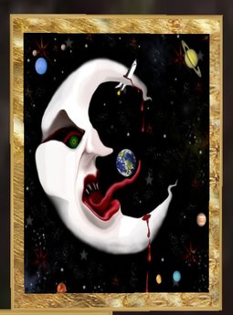 Second Life Marketplace - MW art Evil moon with gold frame