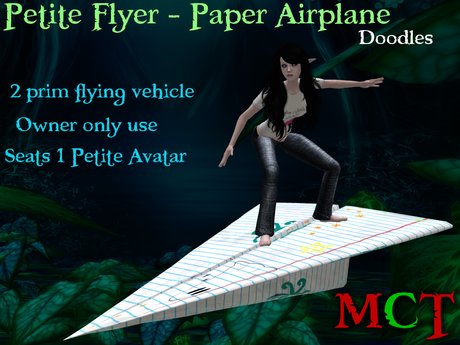 Second Life Marketplace - Petite Flyer - Paper Airplane (Doodles) [c ...