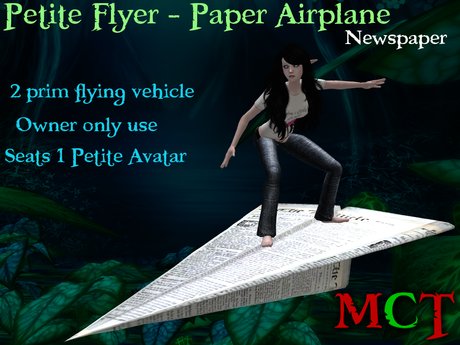 Second Life Marketplace - Petite Flyer - Paper Airplane (Newspaper ) [c ...