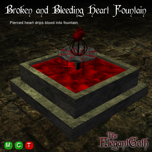 Second Life Marketplace - Broken and Bleeding Heart Gothic Fountain ...