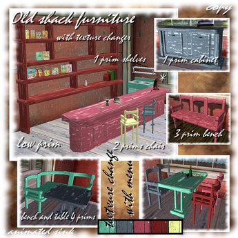 Second Life Marketplace - Old shack furnitures texture changer *NS*