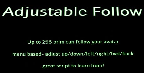 Second Life Marketplace - @MA@ Scripts 29 Ajustable Follow