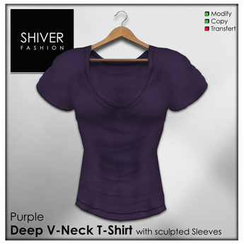 Second Life Marketplace - Shiver - Purple Deep V-Neck T-Shirt ...