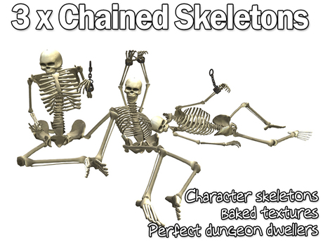Second Life Marketplace - Dead Center: 3 x Chained Skeletons