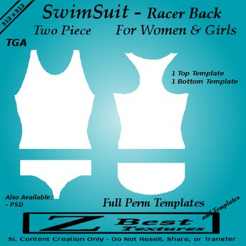 Second Life Marketplace - Z Best Textures SwimSuit 2 Piece Template ...