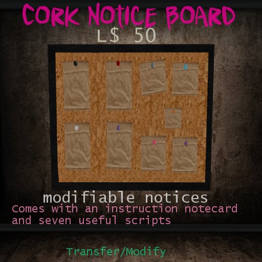 Second Life Marketplace - {sYn} Cork Notice Board [boxed]