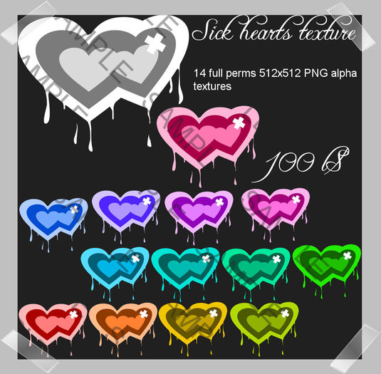 Second Life Marketplace - Sick Hearts cute full permissions PNG alpha ...