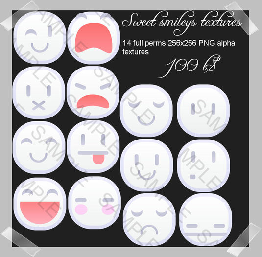 Second Life Marketplace - Sweet Smileys cute full perm PNG alpha textures