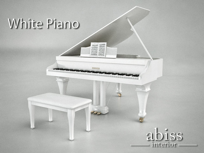 Second Life Marketplace - Abiss Piano White boxed - mesh made grand piano