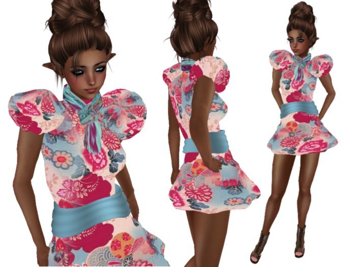 Second Life Marketplace - Petite Asian Caleidoscope Dress BOX