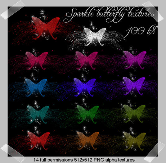 Second Life Marketplace - Sparkle Butterfly full perms PNG alpha textures