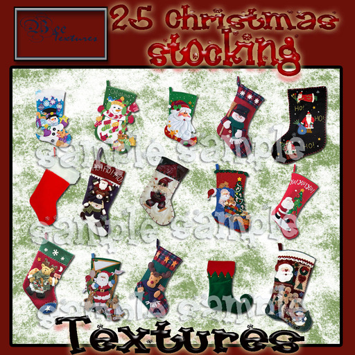 Second Life Marketplace - 25 Christmas stocking textures-(Christmas ...