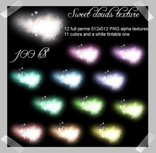 Second Life Marketplace - Sweet clouds cute Alpha PNG full perms textures