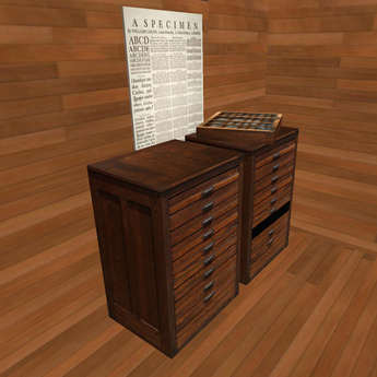 Second Life Marketplace - MNM - Antique printing press storage cabinets ...
