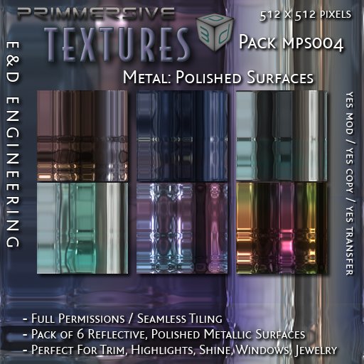 Second Life Marketplace - [MPS004] 6 Reflective Chromed Metal Detail ...