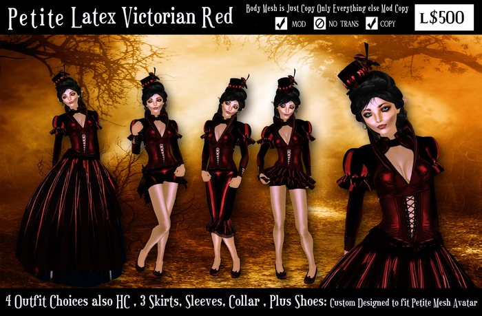 Second Life Marketplace - .:Unzipped: Petite Victorian Red Latex
