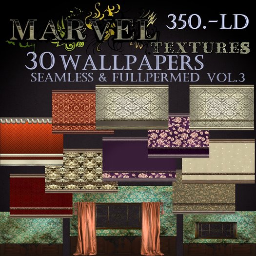 Second Life Marketplace - Marvel - 30 seamless wallpapers vol. 3 ...