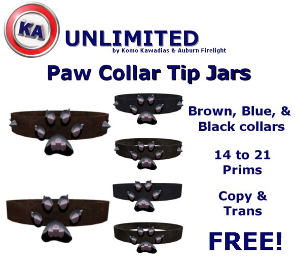 Second Life Marketplace - KA Paw Collar Tip Jars-Free Edition