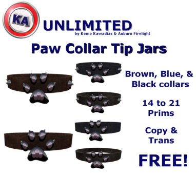 Second Life Marketplace - KA Paw Collar Tip Jars-Free Edition