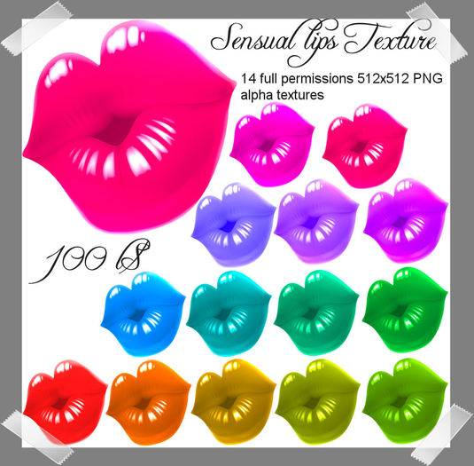 Second Life Marketplace - Sensual Lips cute Alpha PNG full perms textures