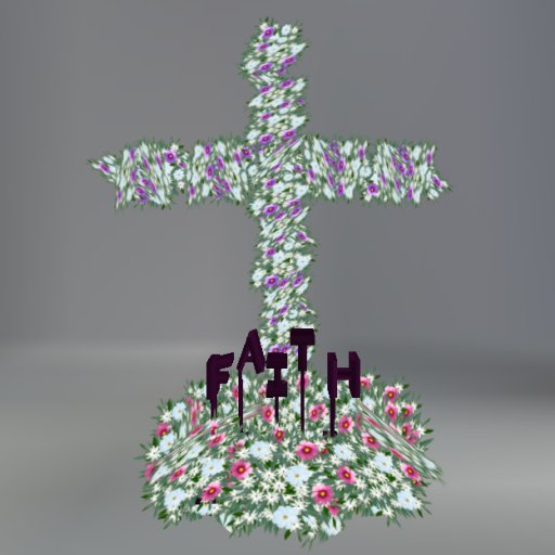 Second Life Marketplace - Multicolor Flower Sculpted Faith Cross ...
