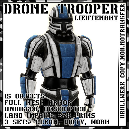 Second Life Marketplace - [GW] Drone Trooper - Lieutenant Armor