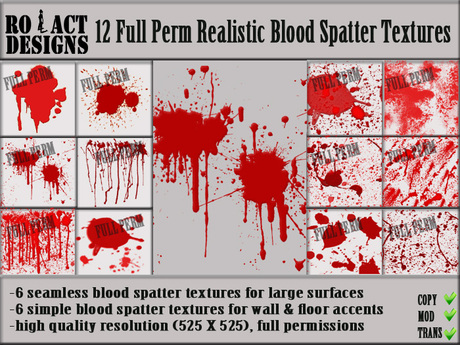 Second Life Marketplace - ..::RO!ACT::..DESIGNS 12 Blood Spatter Full ...