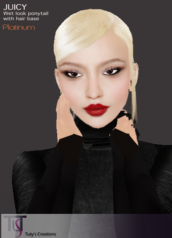 Second Life Marketplace - TuTy's JUICY Wet look ponytail - Platinum