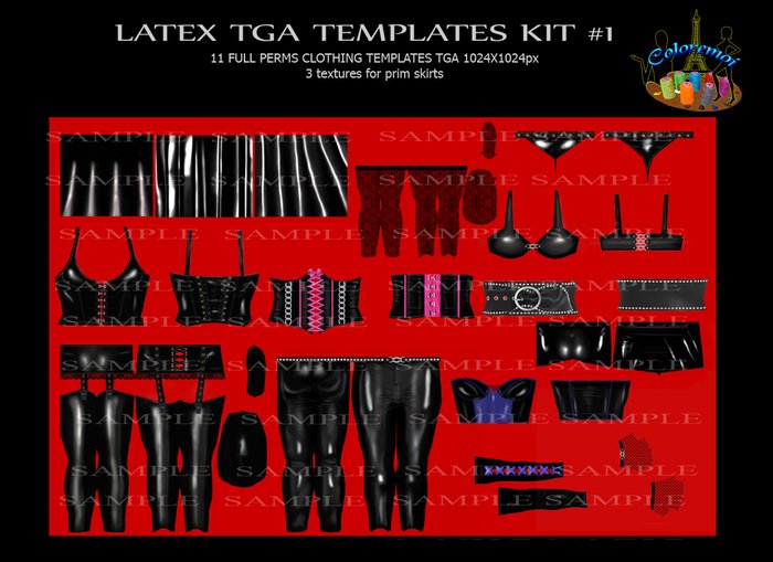 Second Life Marketplace - REDUCED XSTREET ! Latex kits 11 templates TGA ...