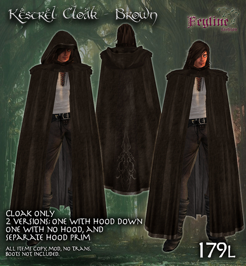 Second Life Marketplace - *FF* Kestrel Cloak Brown